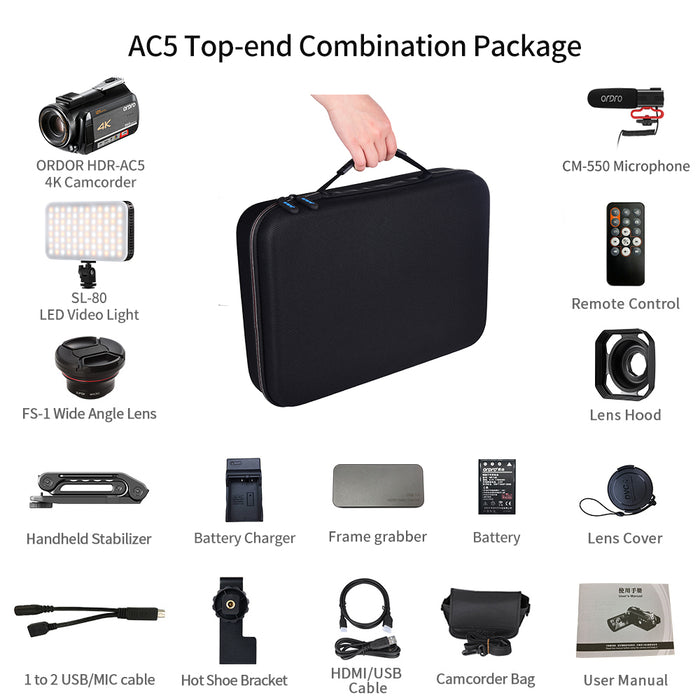 ORDRO Professional 4K Camcorder With 12X Optical Zoom for Youtube Live ...