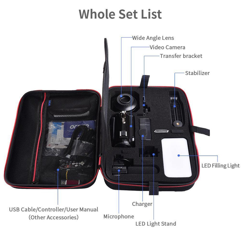 4K Camcorder HDR-AC3 with 30X Digital Zoom & Night Vision – Ordro