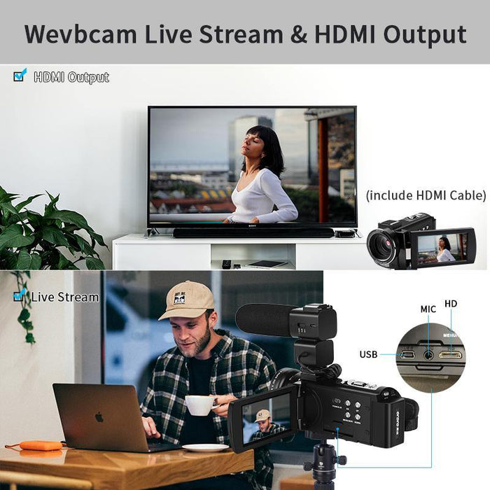 ORDRO Professional 4K Camcorder With 12X Optical Zoom for Youtube Live ...